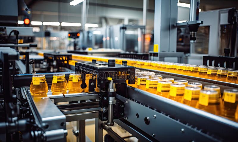 A Colorful Array of Cups in a Vibrant Factory Setting Stock ...