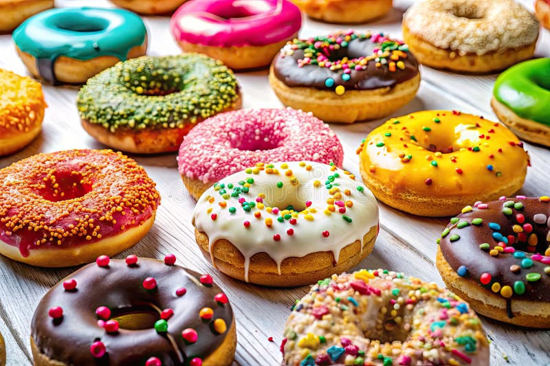 A Colorful Array of Delicious Donuts Assorted Flavors and Textures ...