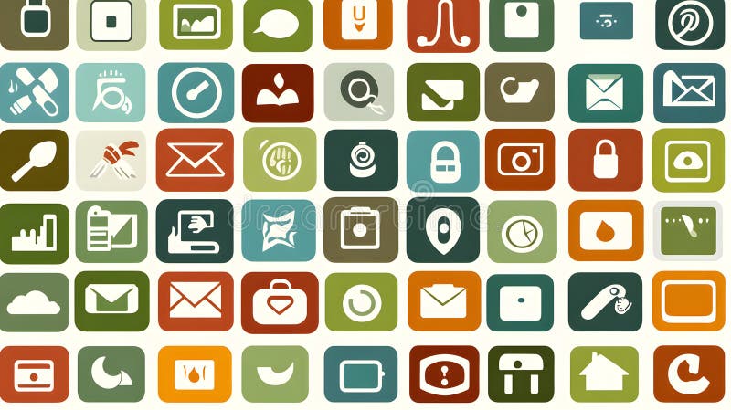 Colorful Array of Diverse Icon Designs. Stock Illustration ...