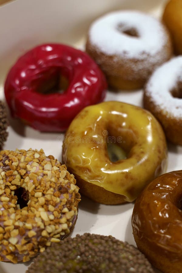 Delightful Assortment Donuts Showcasing Vibrant Colors Textures Stock ...