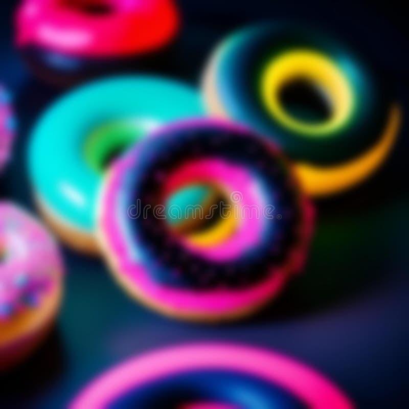 A Colorful Array of Donuts on a Table by Itself Stock Photo - Image of ...