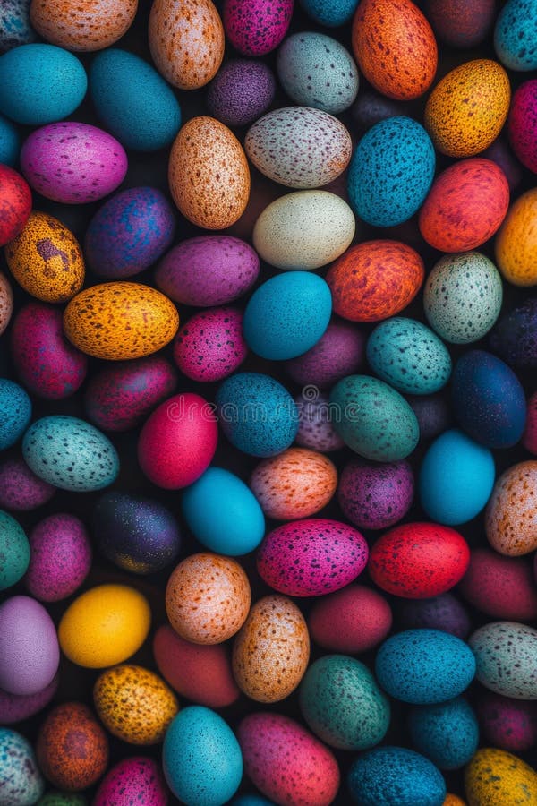 Colorful Array of Easter Eggs Spread Across a Surface for Holiday ...