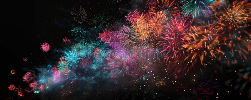 A Colorful Array of Fireworks Against a Black Sky, with the Lower Third ...