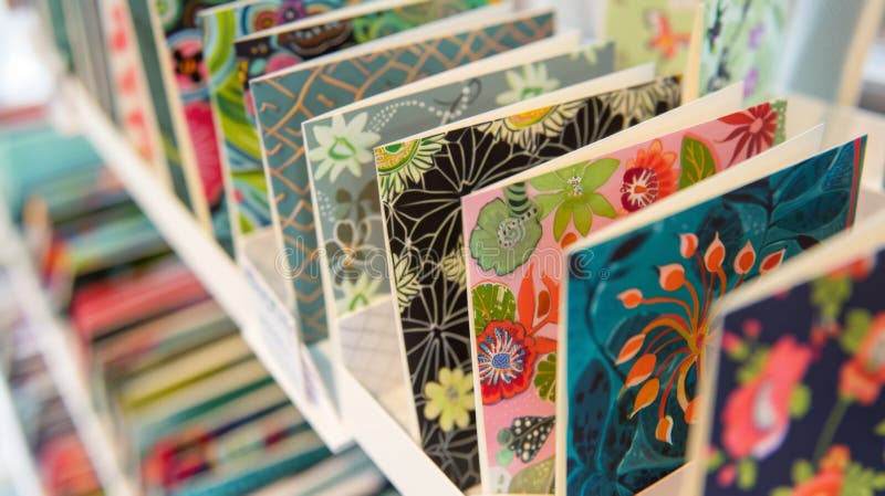 Colorful Array of Floral Greeting Cards on Display Stock Illustration ...