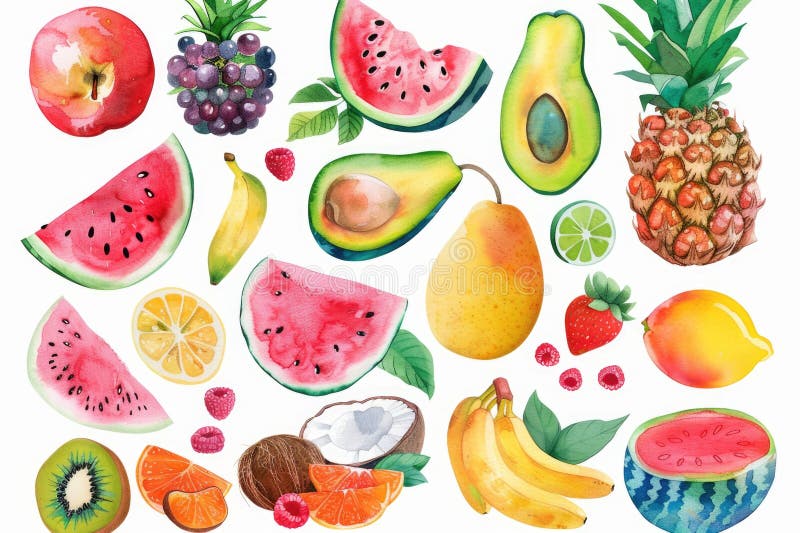A Colorful Array of Fresh Fruits, Perfect for Illustration or Graphic Design Stock Photo - Image ...