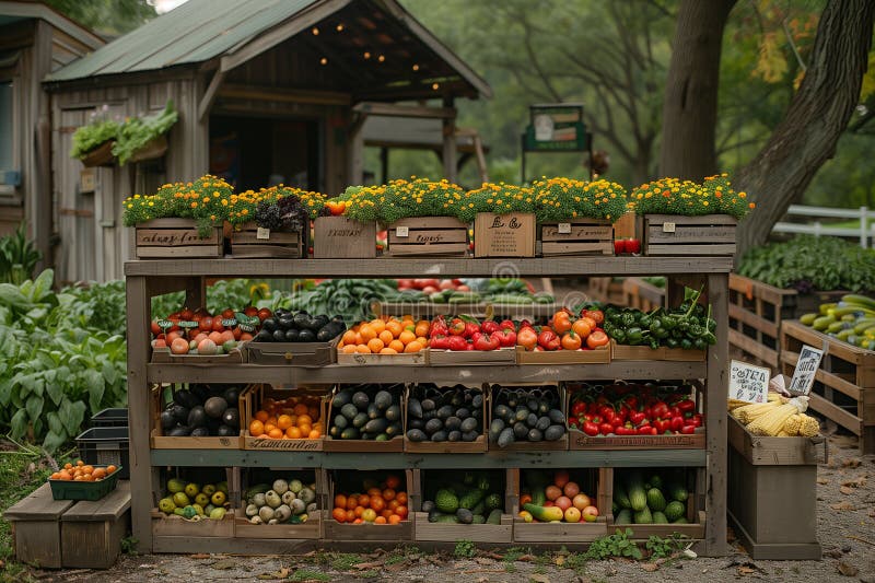 A Colorful Array of Fresh Fruits and Vegetables on Display in a Lush ...