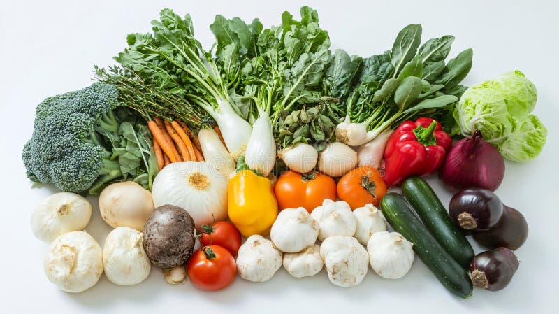 Colorful Array of Fresh Vegetables, Spices, and Herbs in Frame Stock ...