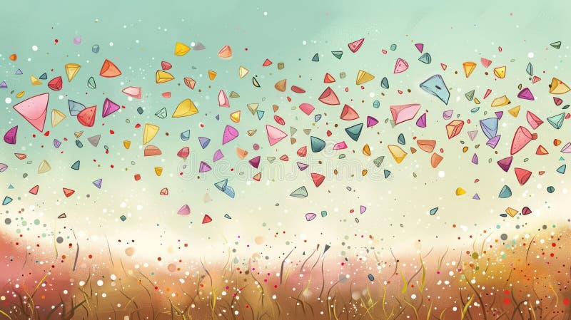 A Colorful Array of Geometric Shapes Scattered Across a Serene ...