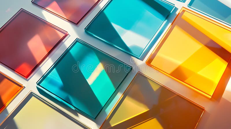 A Colorful Array of Glass Pieces with a Bright Yellow Square in the ...