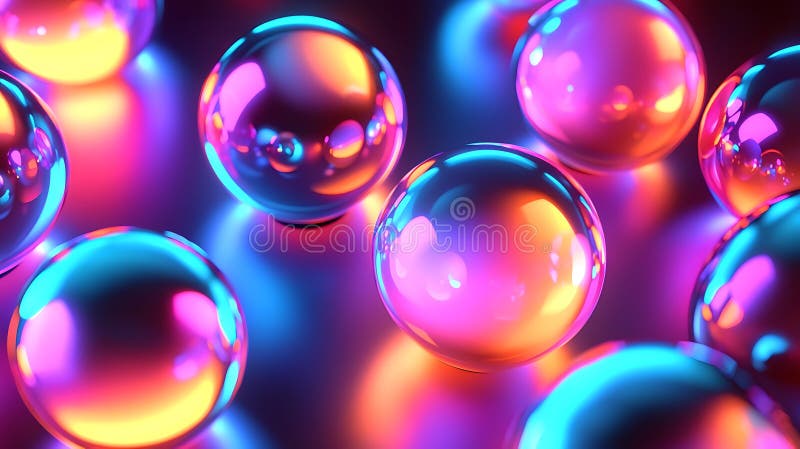 A Colorful Array of Glass Spheres with a Metallic Sheen Stock Photo ...