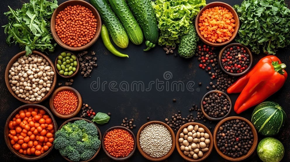 Colorful Array of Healthy Whole Foods Stock Illustration - Illustration ...