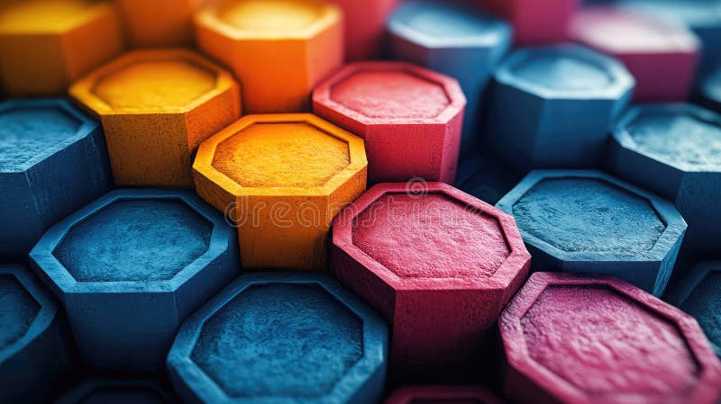 A Colorful Array of Hexagonal Blocks Arranged in a Gradient ...