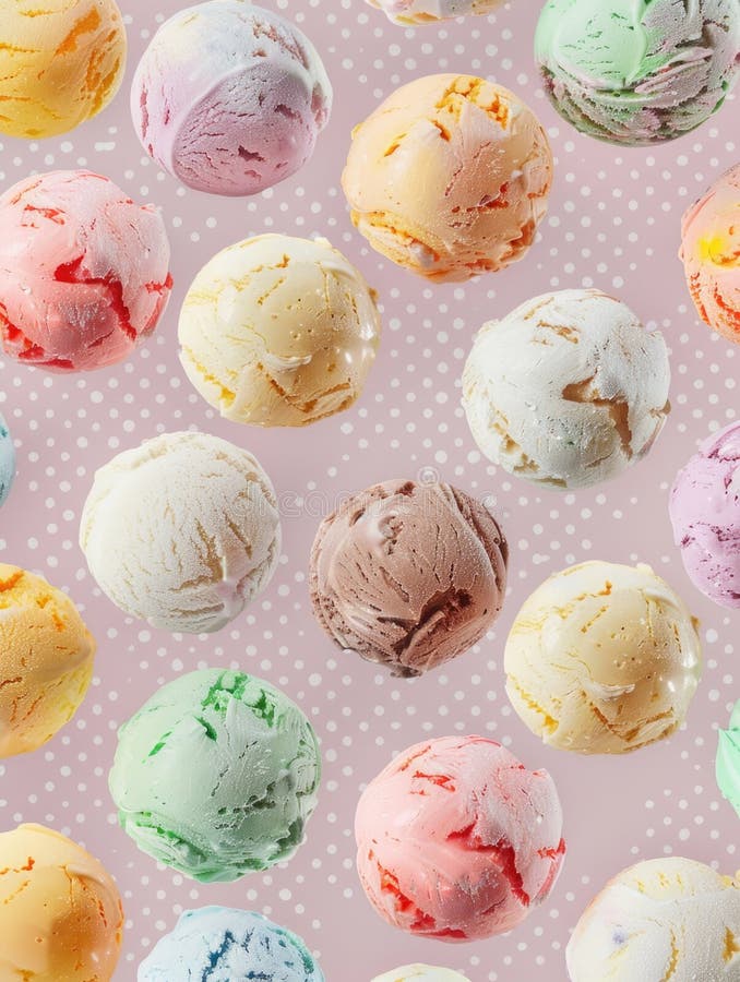A Colorful Array of Ice Cream Balls in Various Flavors Stock Image ...