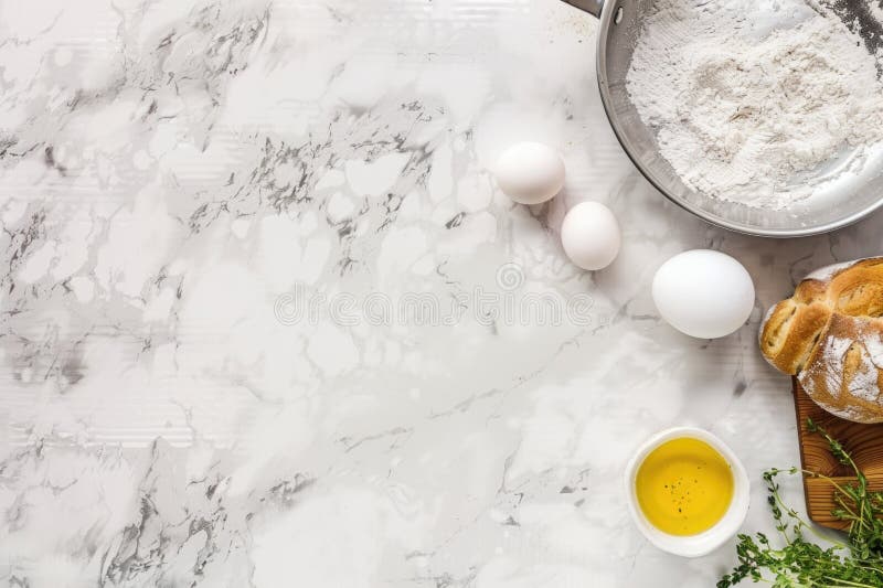 A Colorful Array of Ingredients Spread Out on a Sleek Marble Countertop ...