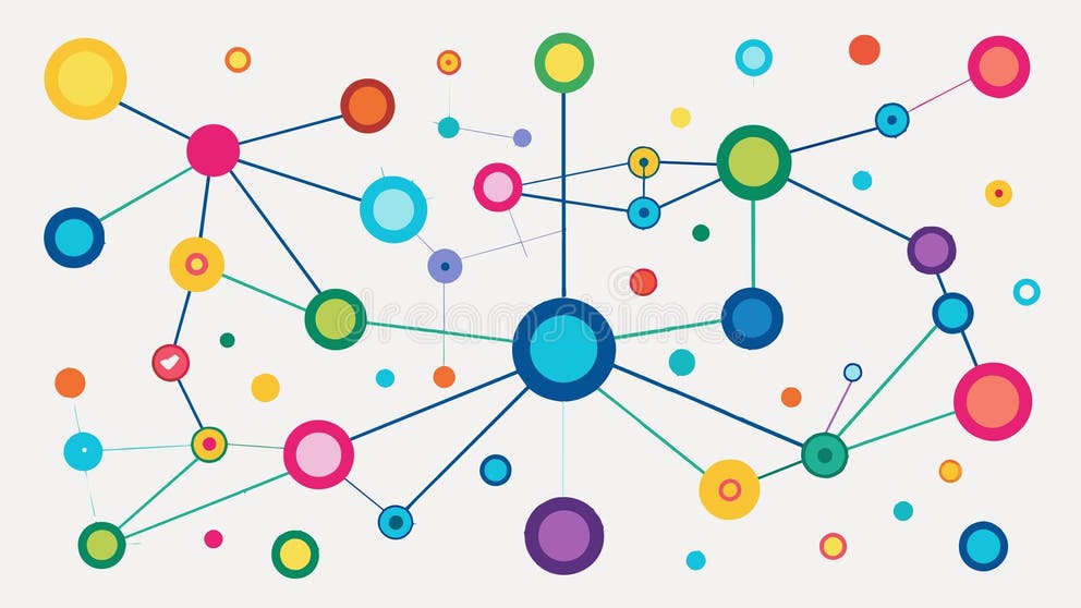 A Colorful Array of Interconnected Dots with Lines Connecting Them in a Continuous Loop ...