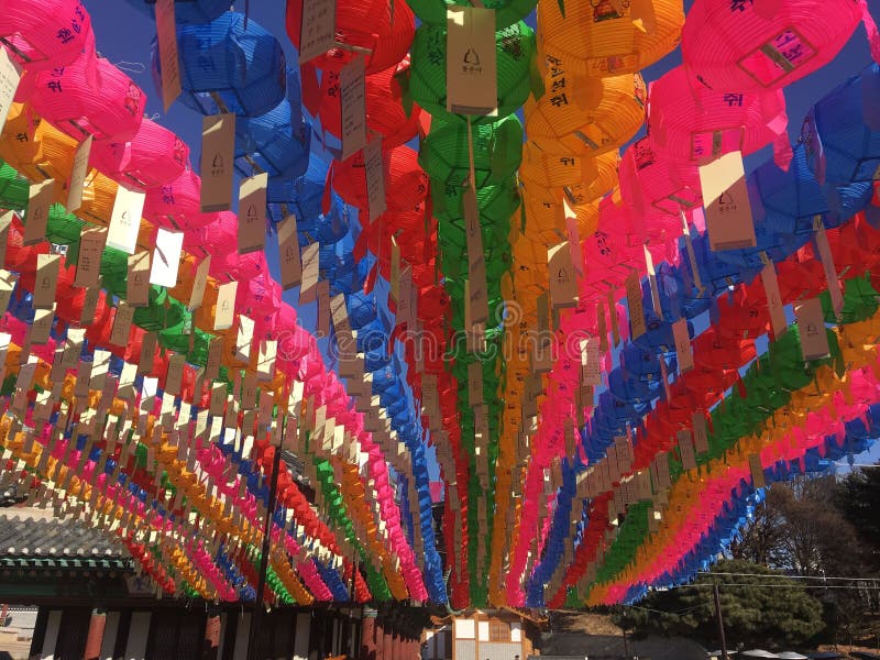 Colorful Array of Lanterns Hang from the Ceiling in a Festive Display ...