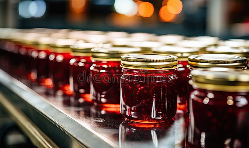A Colorful Array of Liquid-Filled Jars Gliding Along a Conveyor Belt ...