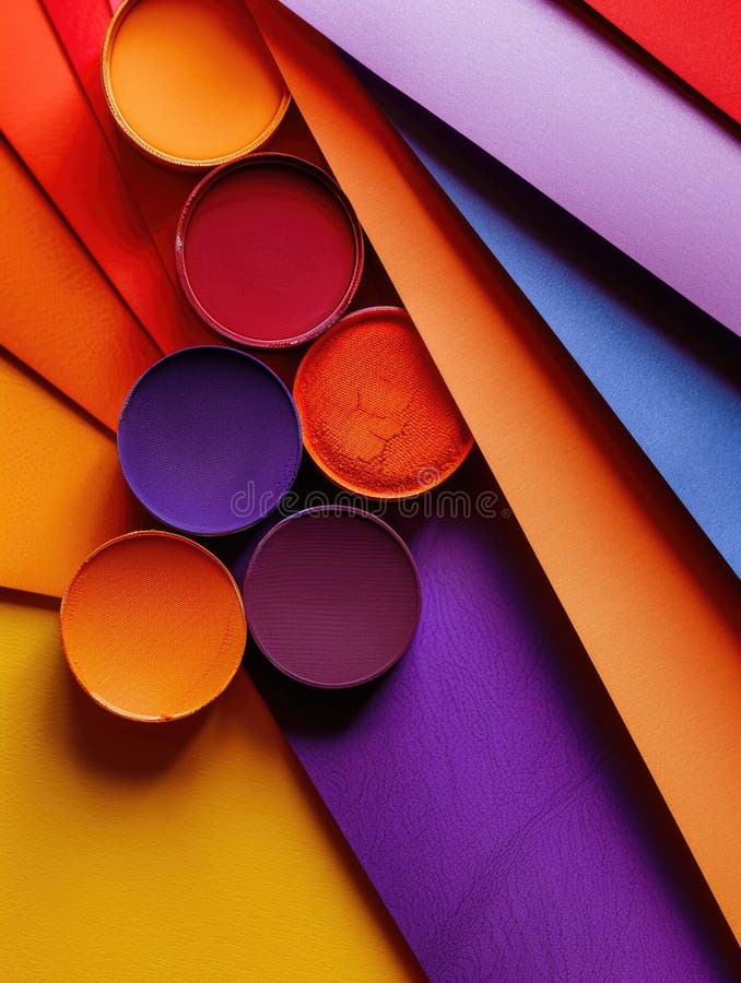 A Colorful Array of Makeup Containers, Including a Purple One Stock ...