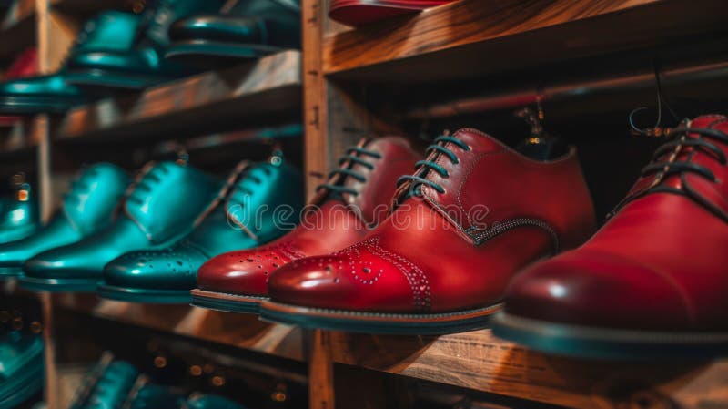 Colorful Array of Men S Dress Shoes on Display. Generative Ai Stock ...