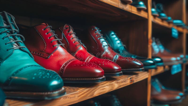 Colorful Array of Men S Dress Shoes on Display. Generative Ai Stock ...