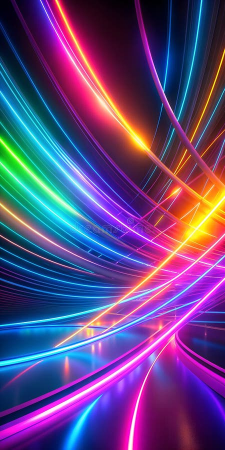 A Colorful Array of Neon Lights on a Black Background. Stock ...