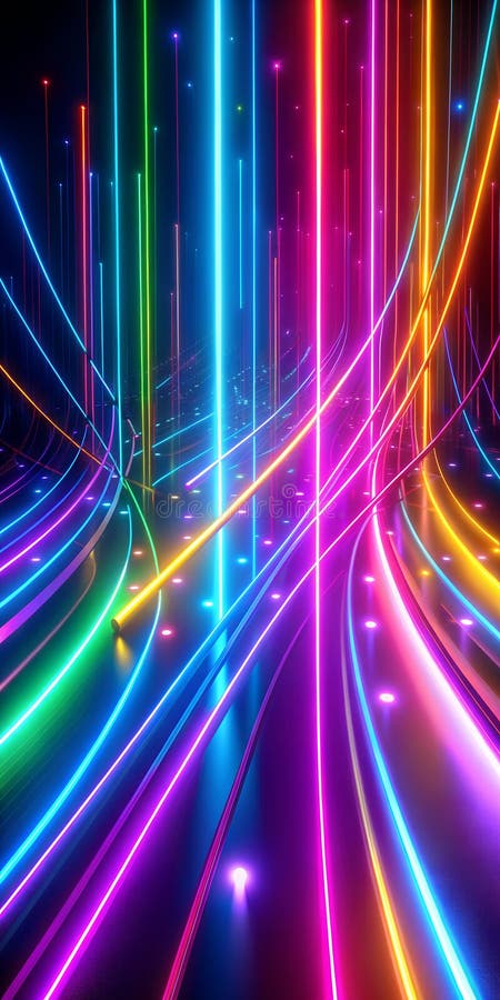 A Colorful Array of Neon Lights on a Black Background. Stock ...