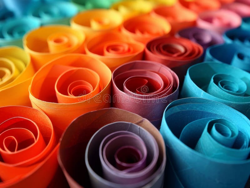 Colorful Array of Paper Roses, in Various Shades and Sizes, Elegantly ...