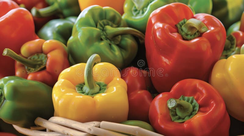 A Colorful Array of Peppers Ranging from Mild Green To Y Red All Packed ...
