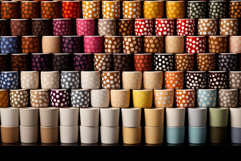 Colorful Array of Polka Dot Coffee Cups Stock Illustration ...