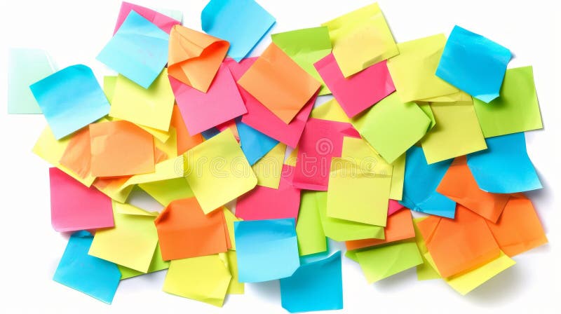 Colorful Array of Post-it Notes Spread on White Surface Stock ...
