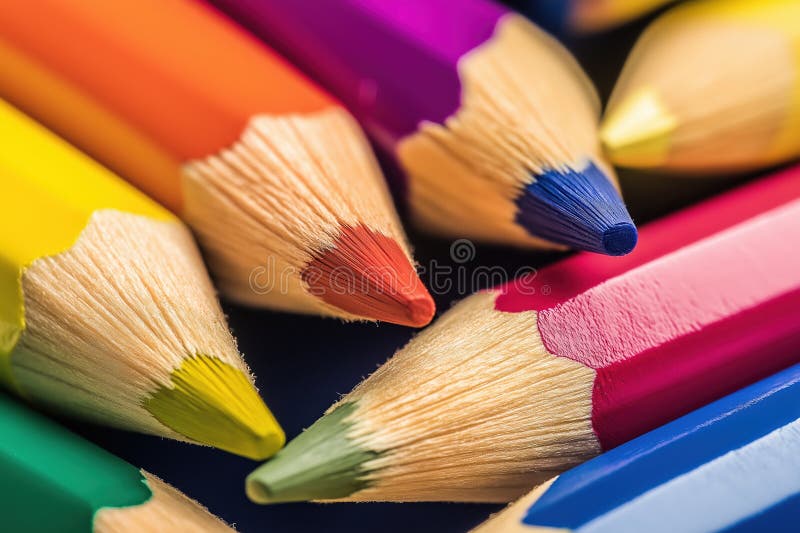 Colorful Array of Sharpened Colored Pencils Lying Together Stock Photo ...