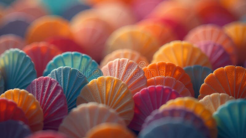 A Colorful Array of Shells with a Blue and Orange Shell in the Middle ...