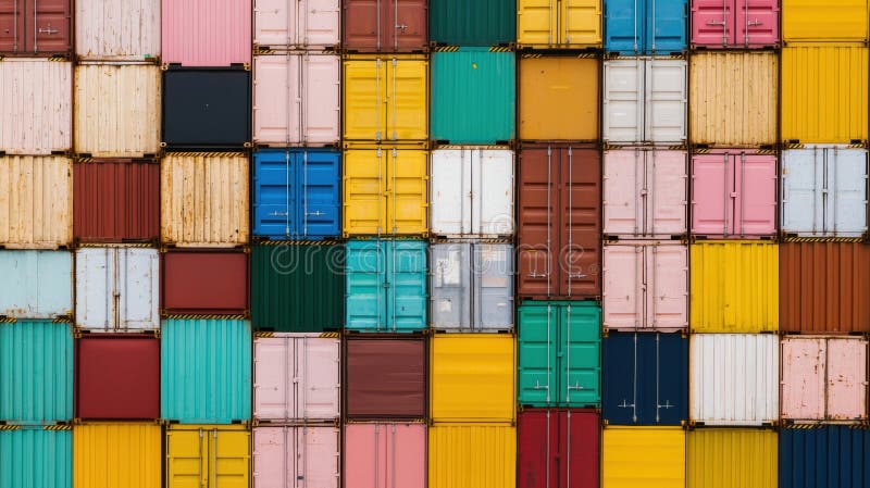 A Colorful Array of Shipping Containers. Stock Photo - Image of shipping, variation: 374108992