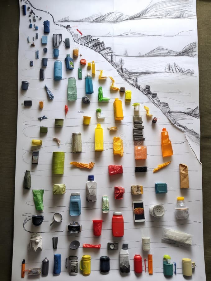 Trail of Discarded Items Showcasing Their Journey from Use To Trash in ...