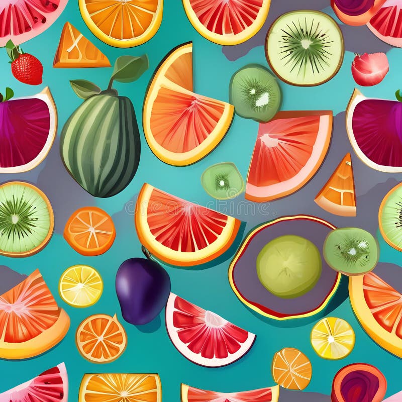 A Colorful Array of Sliced Fruits Arranged in a Pattern1 Stock ...