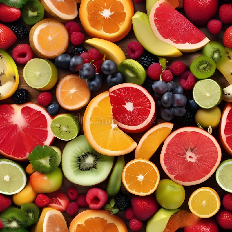 A Colorful Array of Sliced Fruits Arranged in a Pattern3 Stock ...
