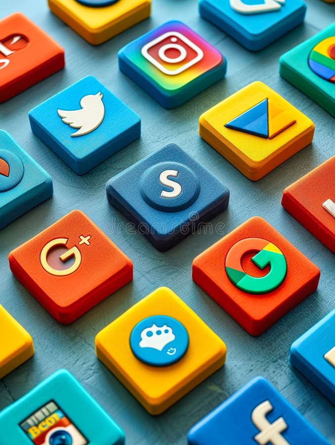 A Colorful Array of Social Media Icons Stock Image - Image of icons ...