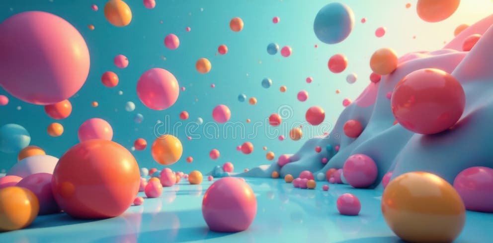 A Colorful Array of Spherical Objects Suspended in Mid-air , Abstract ...