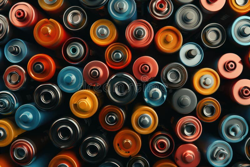 Colorful Array of Spray Paint Cans Top View Stock Illustration ...