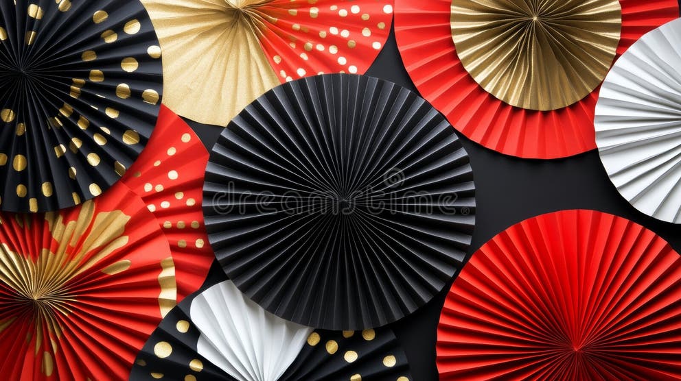 A Colorful Array of Traditional Asian Fans Boasts an Assortment of ...