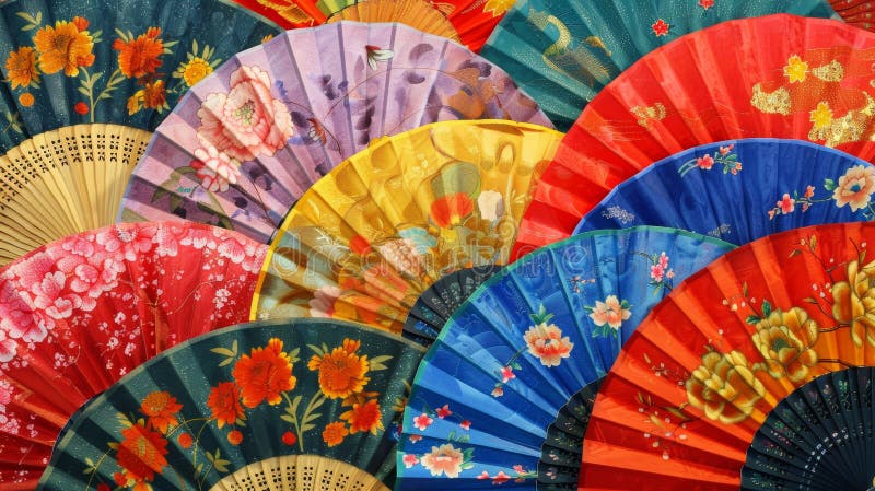 Colorful Array of Traditional Japanese Fans Stock Photo - Image of ...