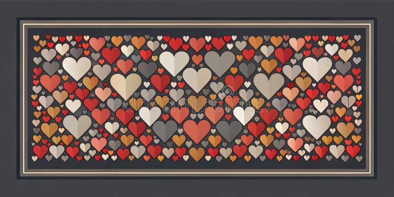 A Colorful Array of Varied-sized Hearts Arranged in a Framed Mosaic ...
