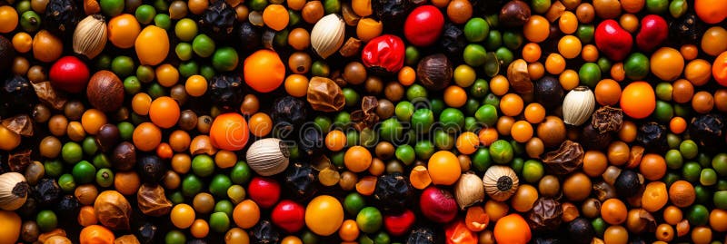 Colorful Array of Various Seeds and Dried Fruits in a Vibrant Display ...