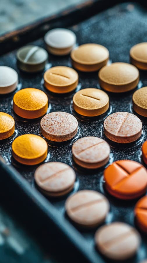 Colorful Array of Various Tablets Displayed on a Textured Surface Stock ...