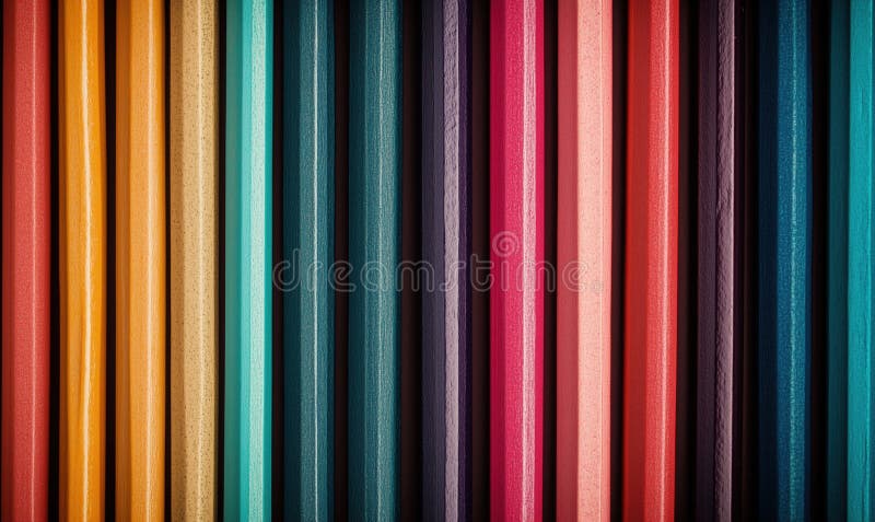 Colorful Array of Vibrant Pencils Arranged Vertically Showcasing ...