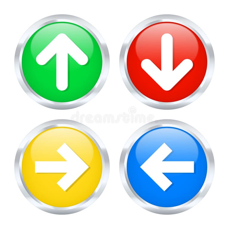 Colorful arrow buttons stock vector. Illustration of cursor - 51532347