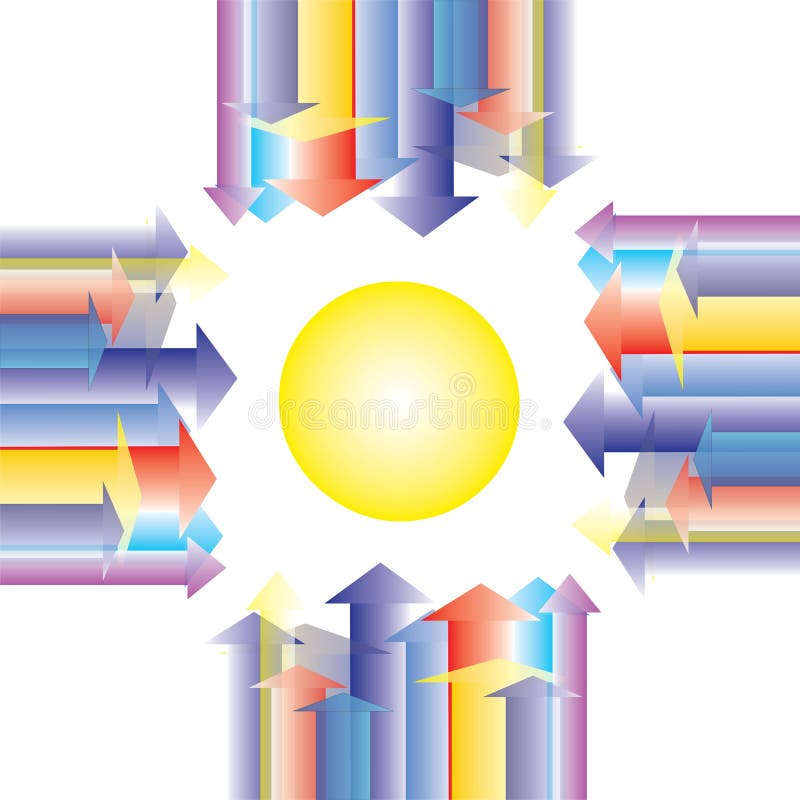 All Colorful Arrow Direct Forward Center Stock Vector - Illustration of ...