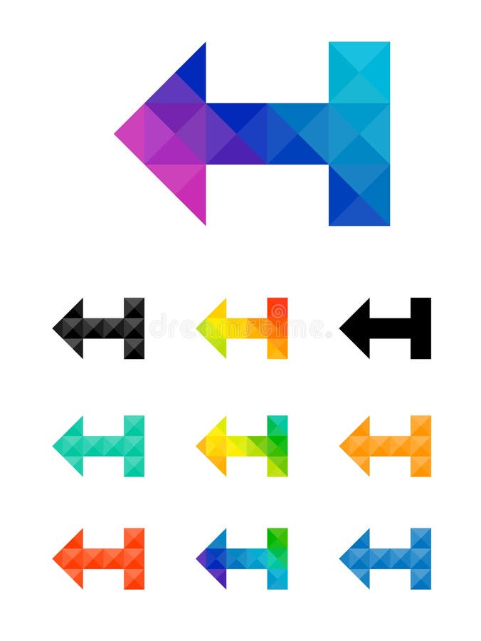 Colorful Arrow Left Pointer with Line Set Stock Vector - Illustration ...