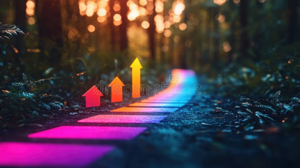 Colorful Arrow Moving Along a Path Representing Progress and Direction ...