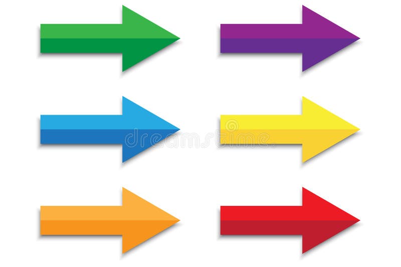 Colorful Arrow Set Pointing Right. Vibrant Directional Indicators ...